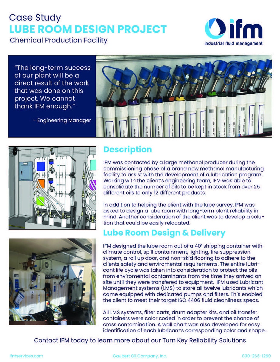 Building a Lube Room with Reliability in Mind - IFM Services